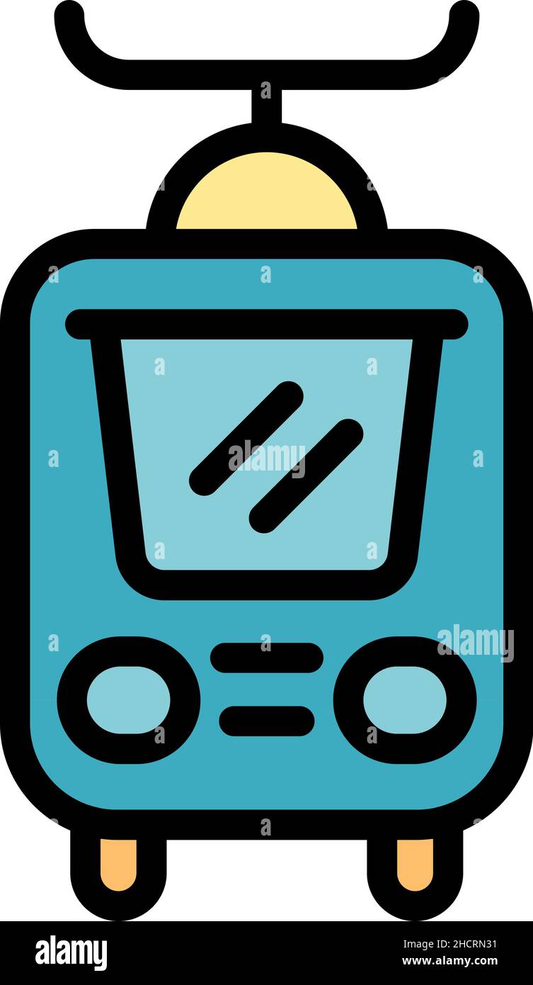 Tram-Symbol. Kontur Tram Vektor Symbol Farbe flach isoliert Stock ...