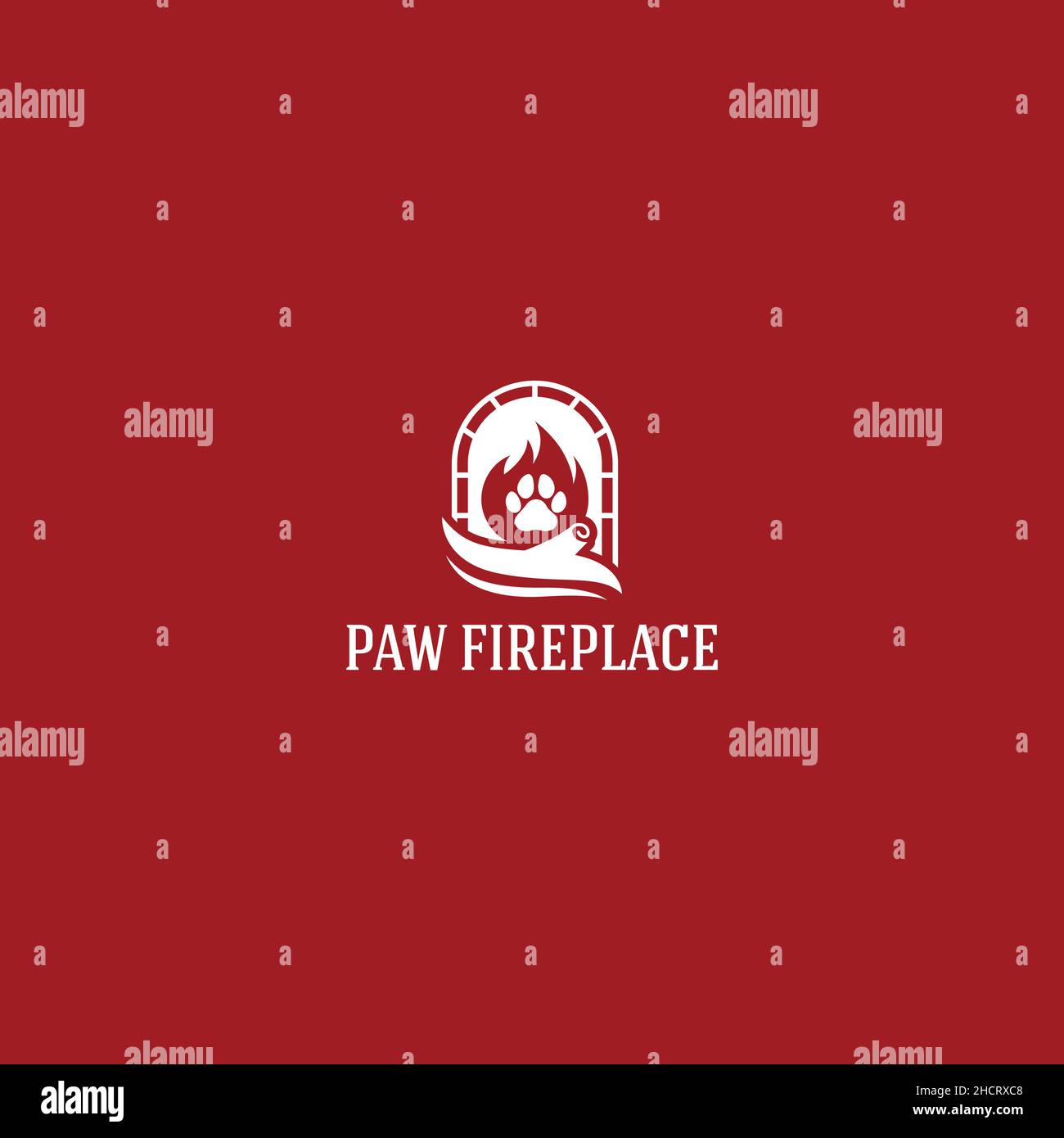 Minimalistisches Silhouette PFOTE KAMIN Logo Design Stock-Vektorgrafik ...