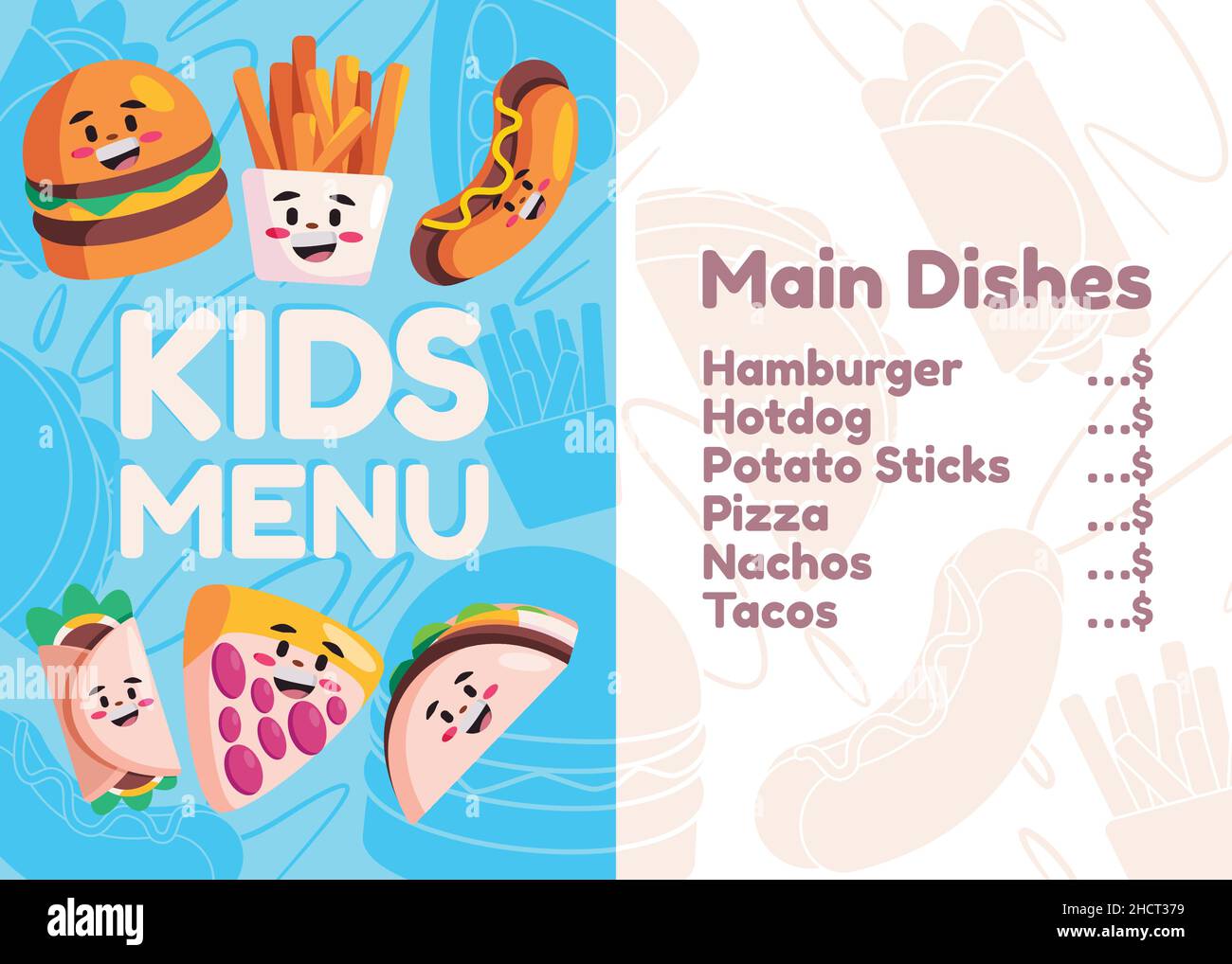 Kinder Menü Vorlage von Kindern Restaurant Mahlzeiten Liste der ...