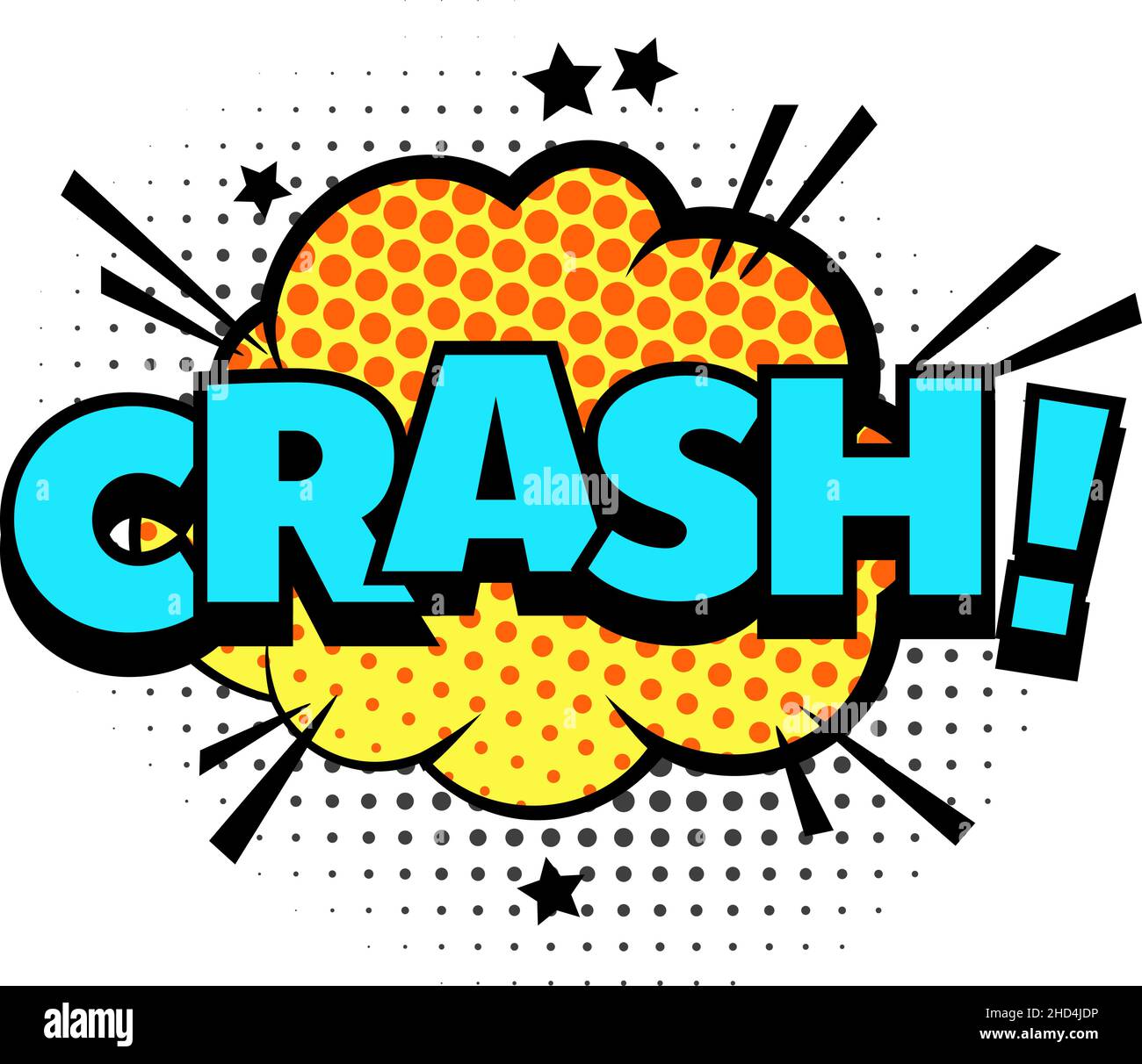 Crash-Sound illustriert für Comic-Magazin, Pop-Art-Dot-Stil. Vektor ...