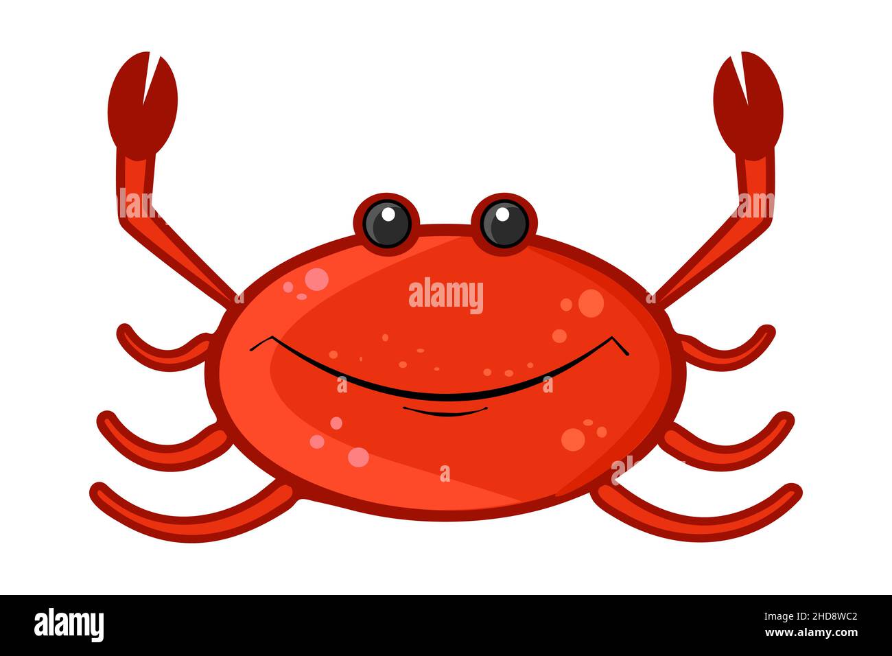Rote Krabbe isoliert auf weißem Hintergrund. Lustige Cartoon-Krabbe ...