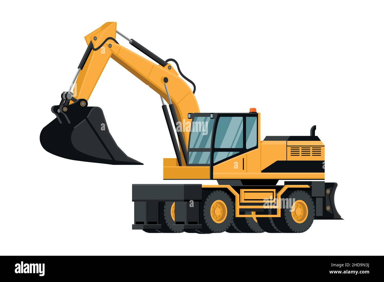 Gelber bagger Stock-Vektorgrafiken kaufen - Alamy