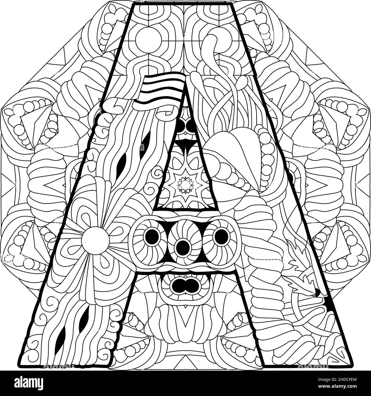 Zentangle stilisiertes Alphabet - Buchstabe J auf Mandala. Vektor ...