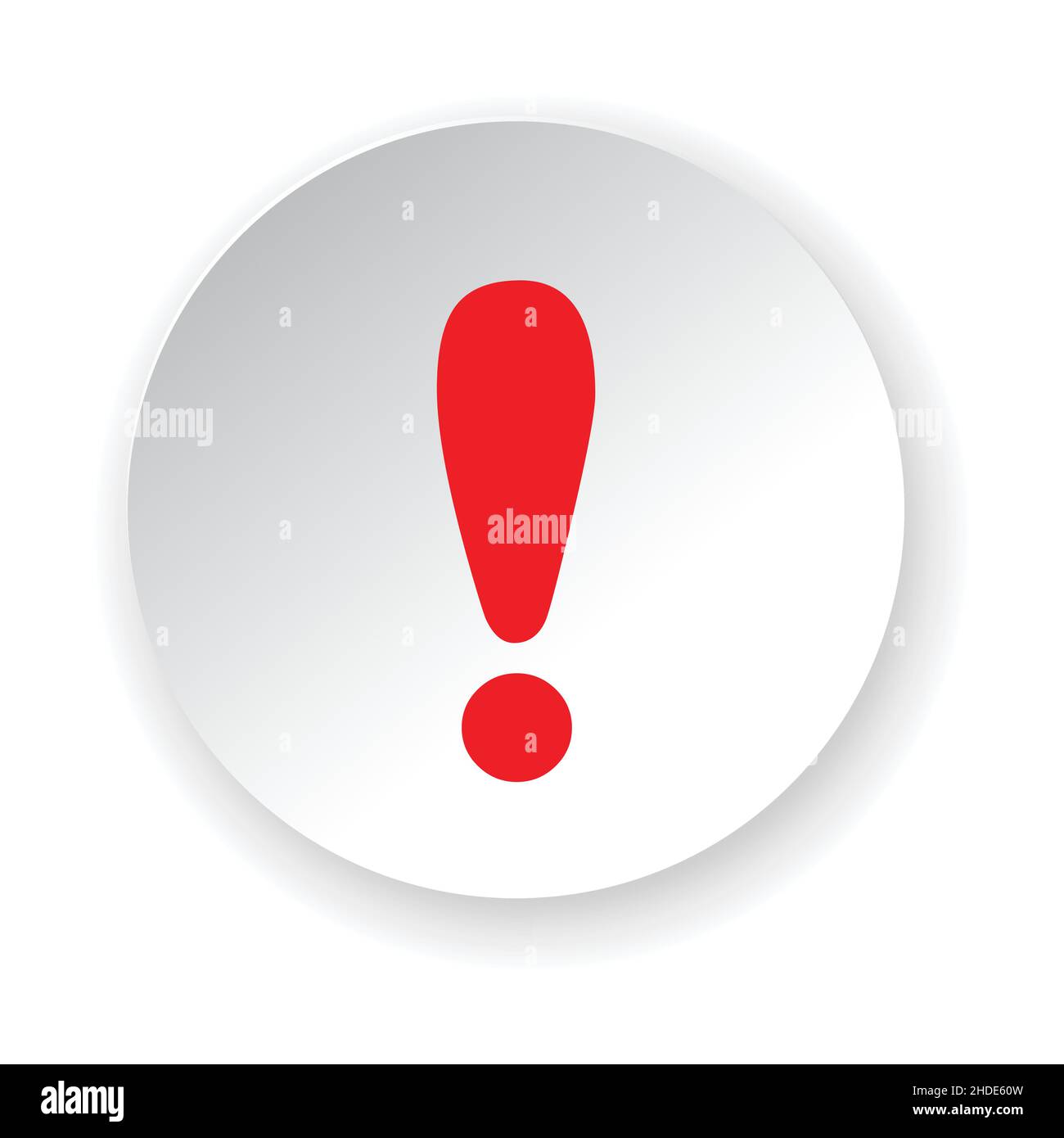 Rotes Ausrufezeichen auf weißem Kreisschaltfläche Symbolvektor für ...