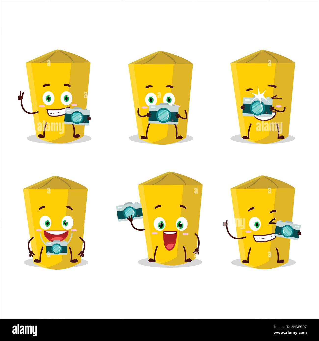 Fotograf Beruf Emoticon mit gelber Kreide Cartoon-Figur. Vektorgrafik ...