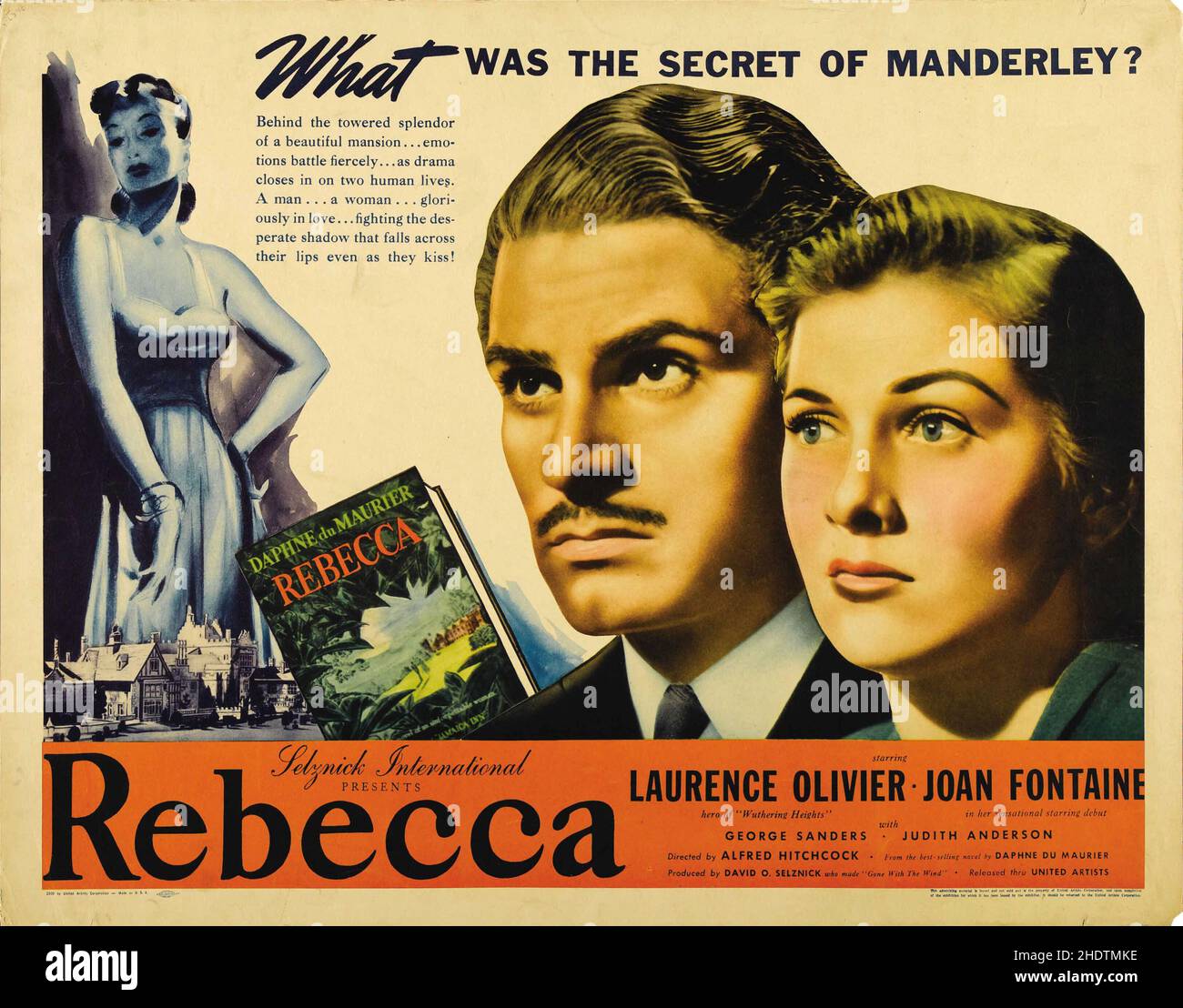 Rebecca 1940 ALFRED HITCHCOCK, JOAN FONTAINE Und LAURENCE OLIVIER In