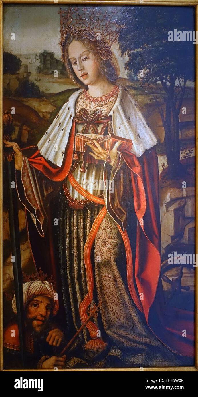 Heilige Katharina von Alexandria, Altarbild aus dem Mosteiro de Celas, von Manuel Vicente, 1500 ...