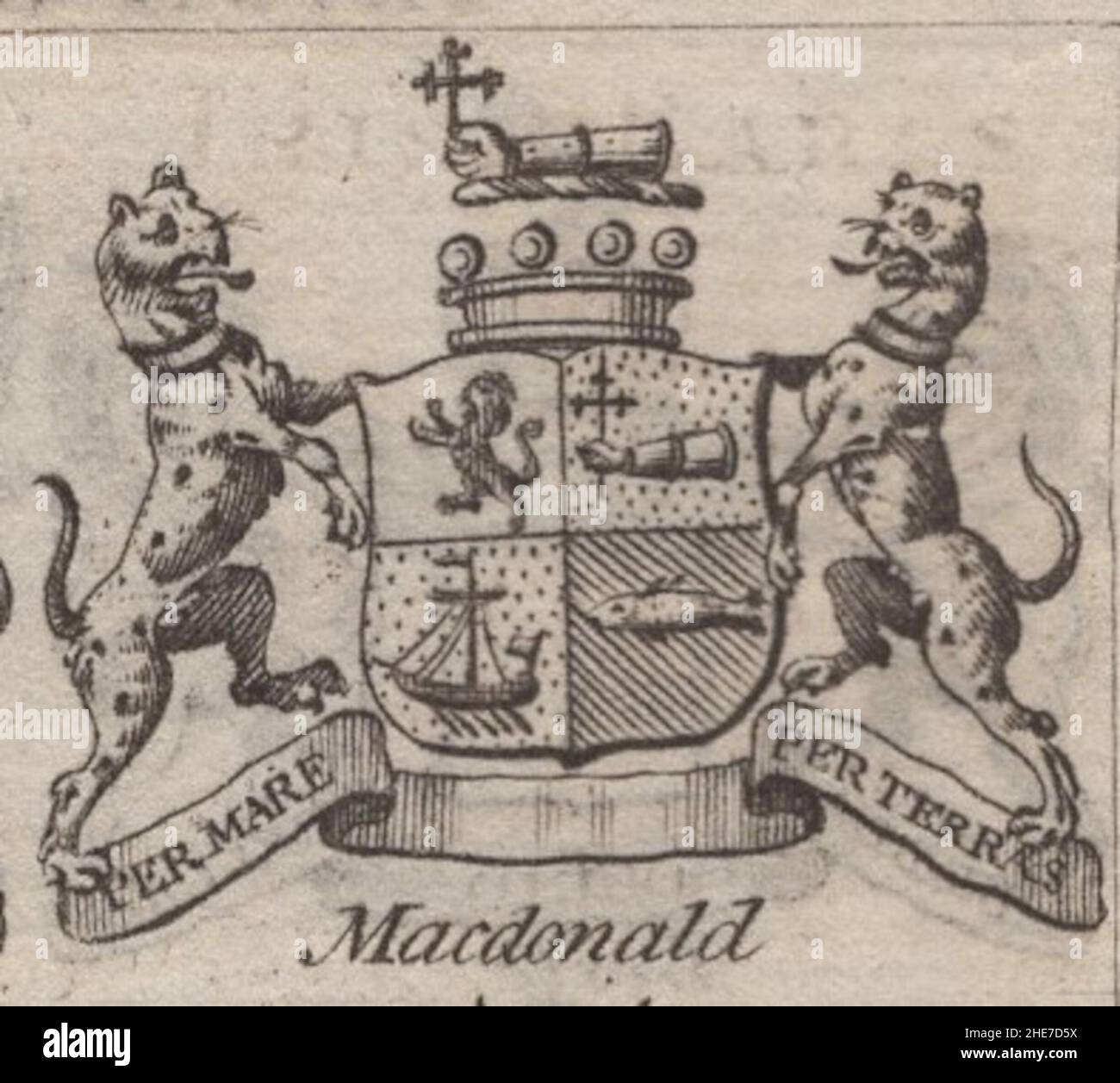 Historische antike Gravur aus dem 18th. Jahrhundert Wappen, Wappen ...