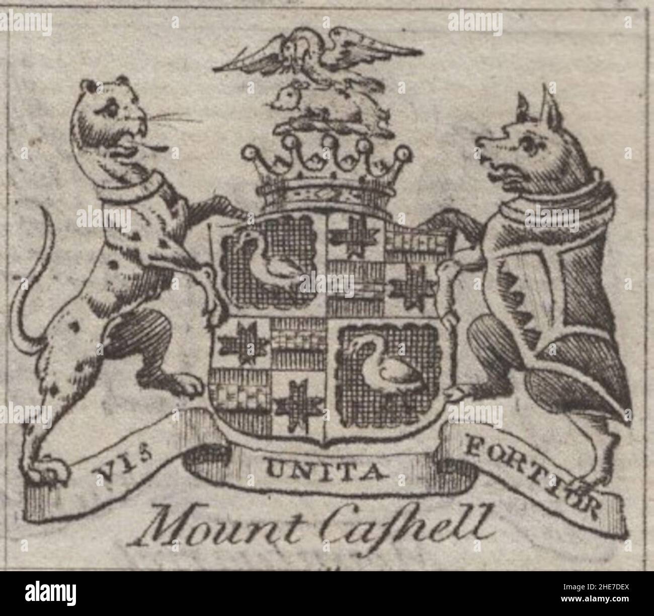 Historische antike Gravur aus dem 18th. Jahrhundert Wappen, Wappen ...
