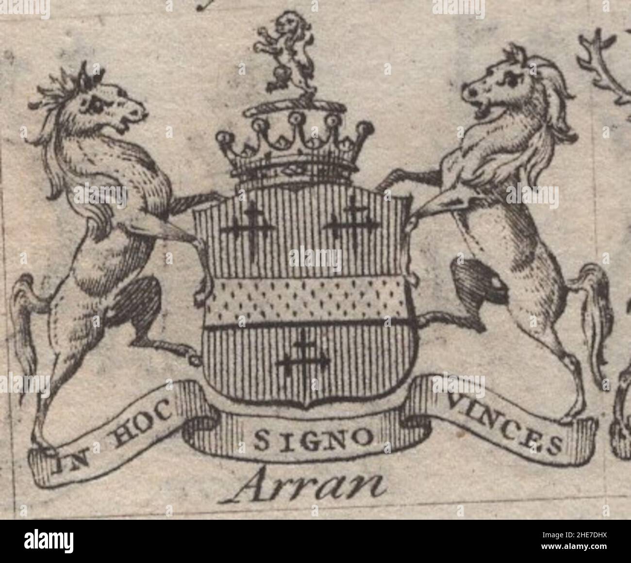 Historische antike Gravur aus dem 18th. Jahrhundert Wappen, Wappen ...