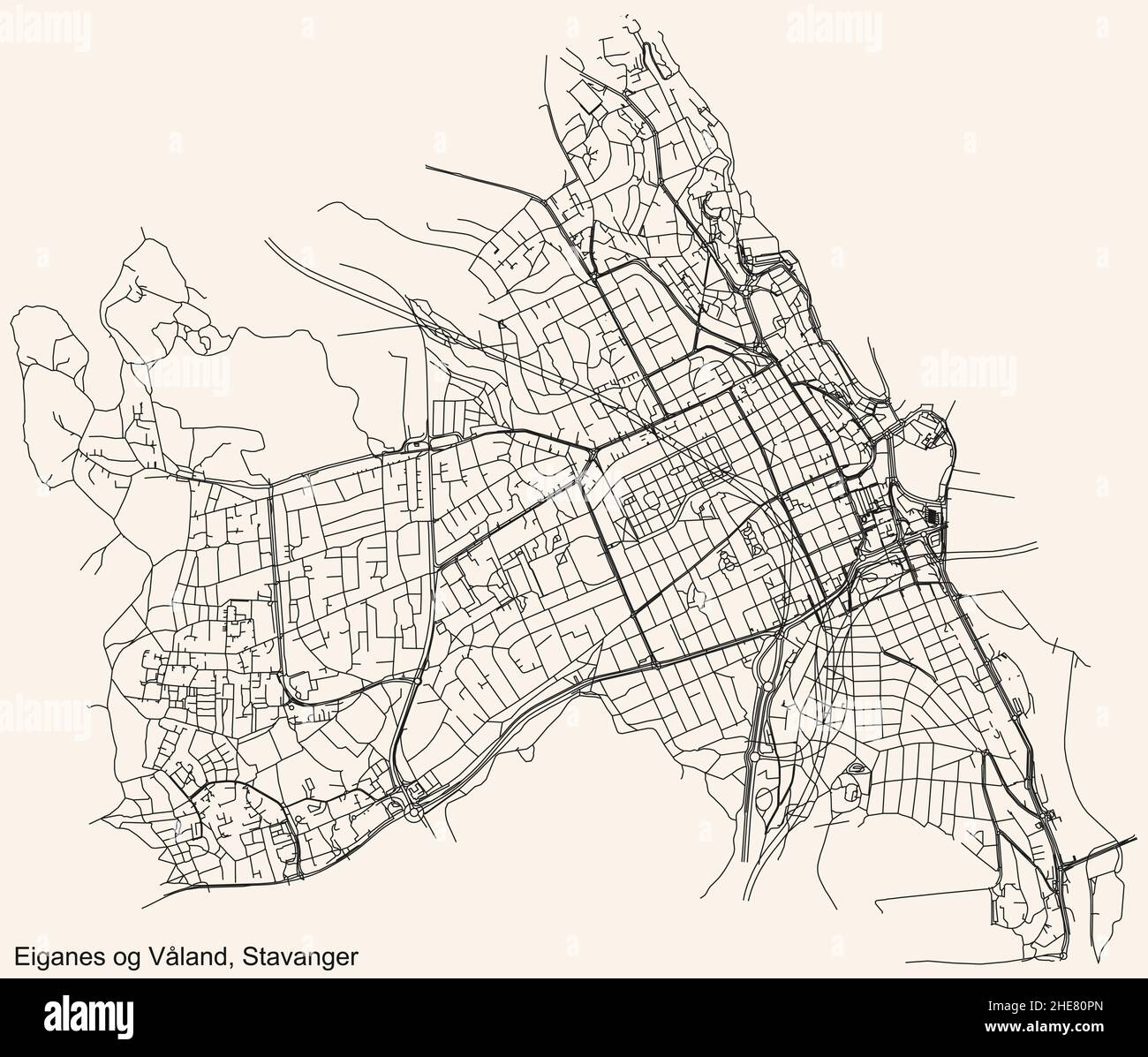 Detaillierte Navigation black lines urban Street roads map of the ...