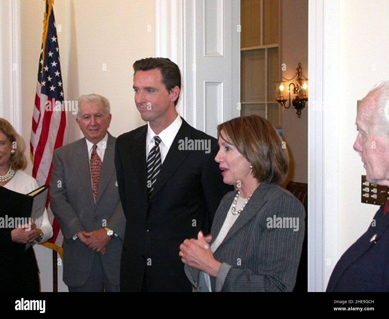 Der Bürgermeister von San Francisco, Gavin Newsom, und der Rep. Pelosi ...