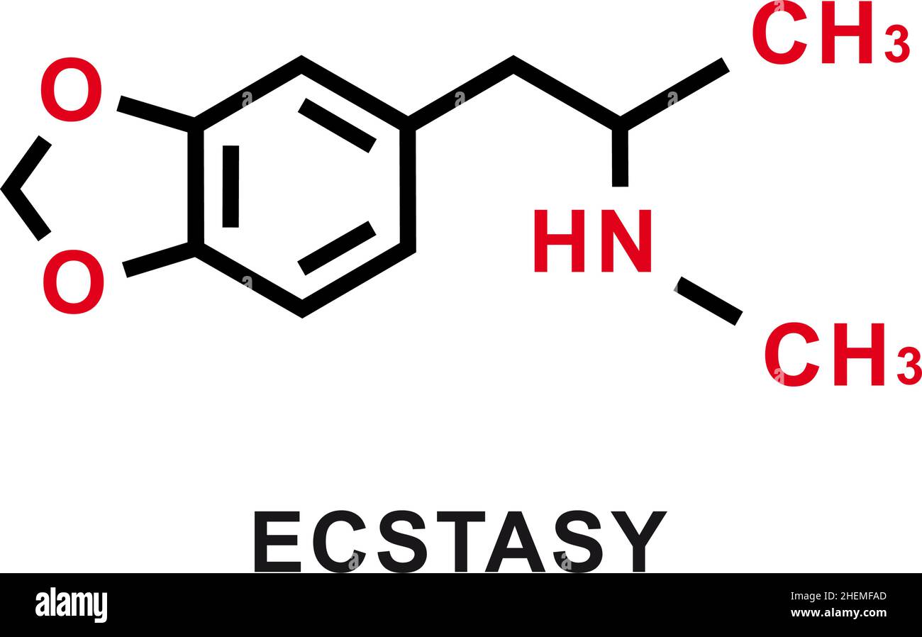 Chemische Formel für Ecstasy. Chemische Molekülstruktur der Ecstasy ...