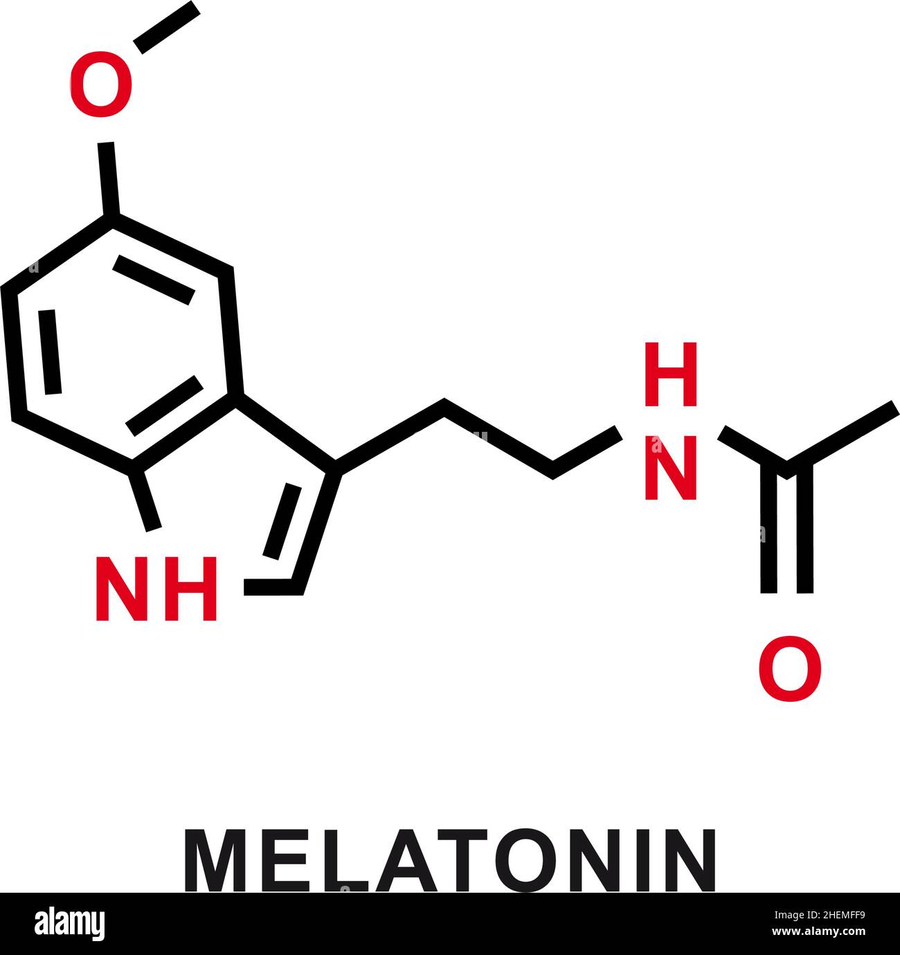 Chemische Formel von Melatonin. Chemische Molekülstruktur von Melatonin. Vektorgrafik Stock ...