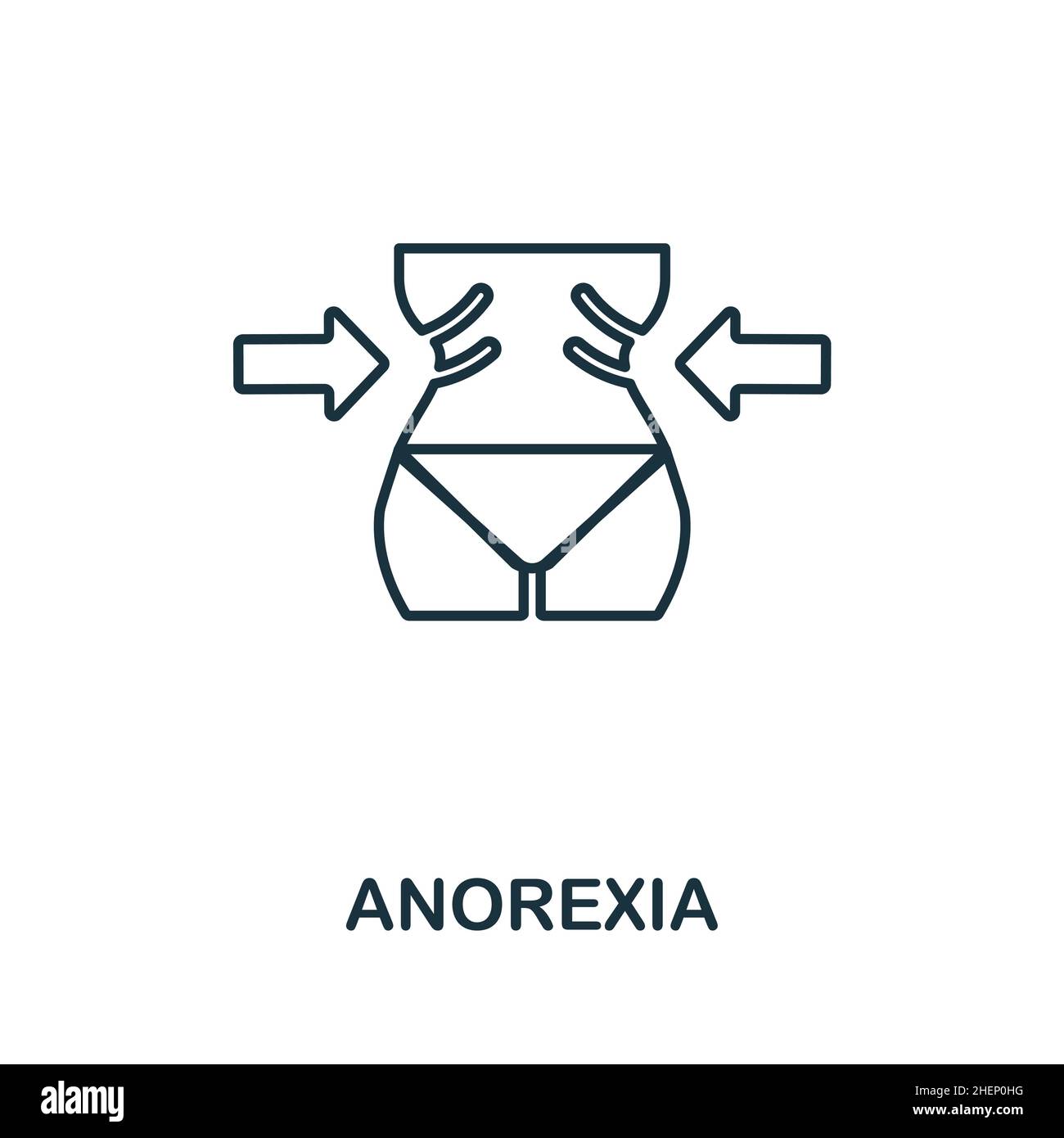 Symbol für Anorexie. Monochromes Schild aus der Diät Sammlung. Creative ...