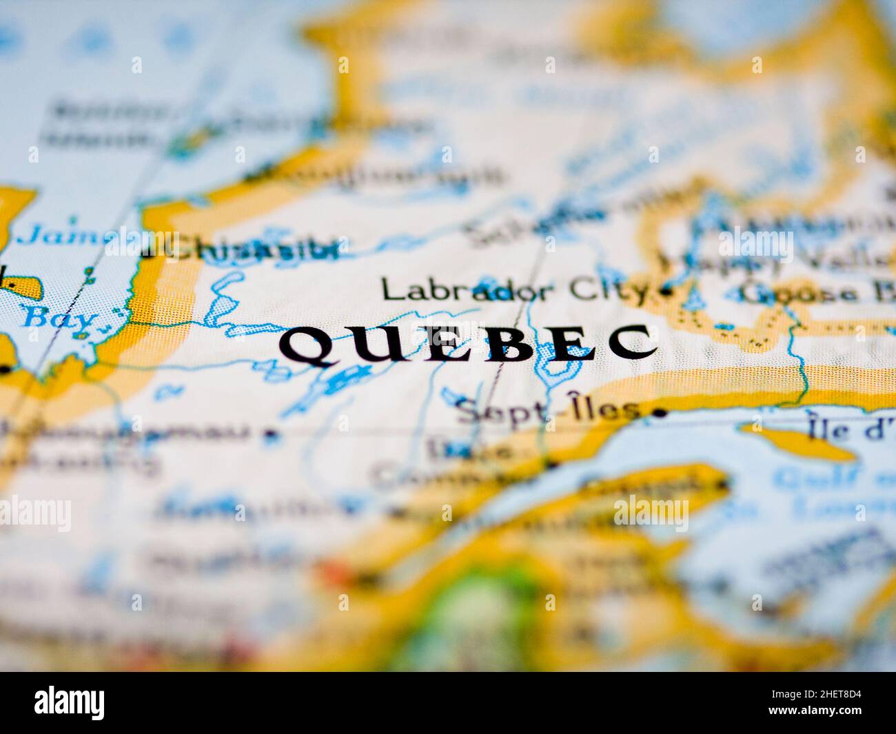 Quebec auf der Karte Stockfotografie - Alamy