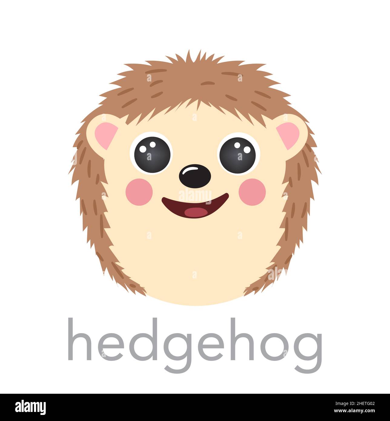 Igel nettes Porträt mit Name Text Smiley Kopf Cartoon runde Form Tier ...