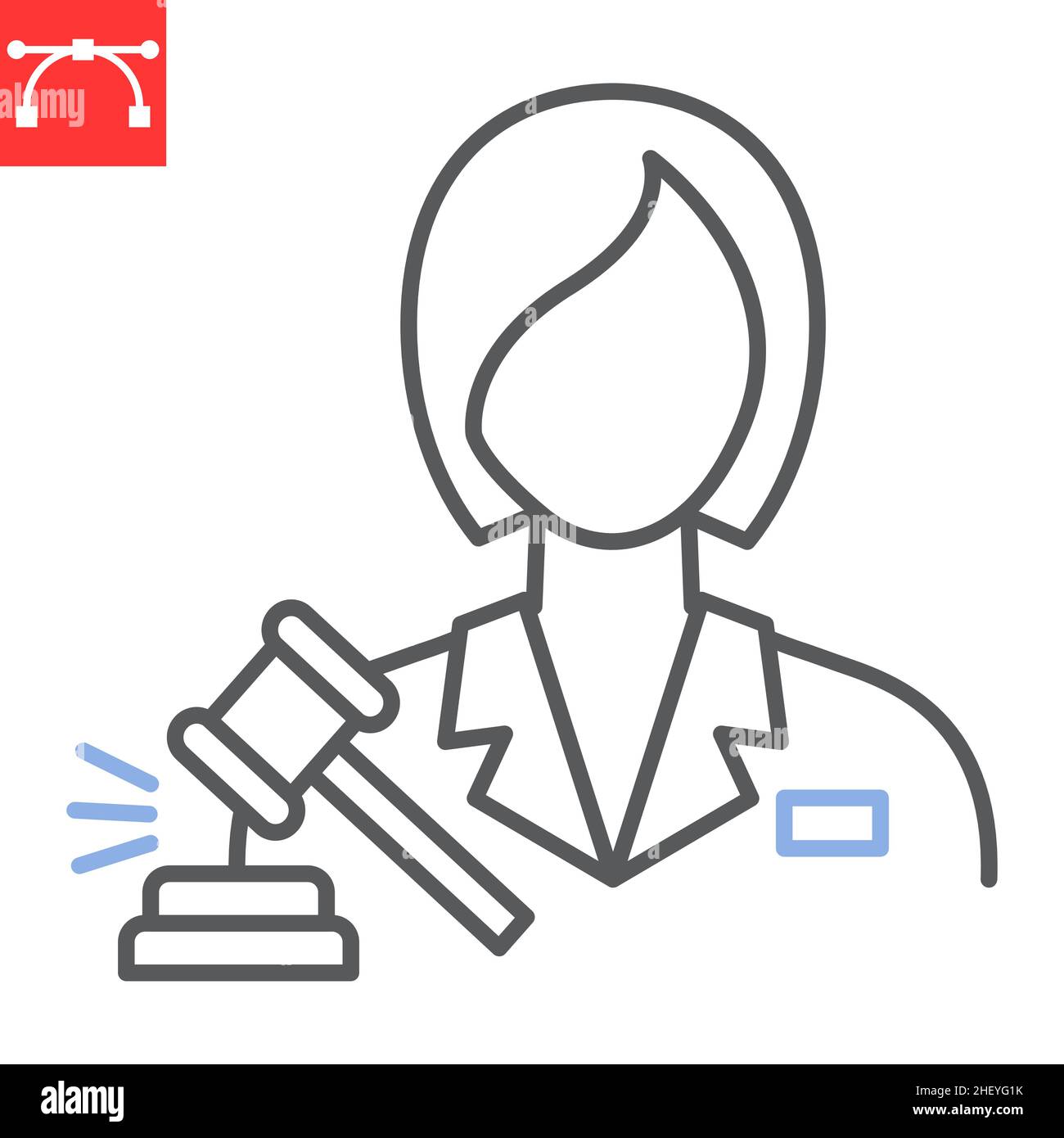 Frau Anwalt Linie Symbol, Person und Gesetz, weibliche Anwalt Vektor ...