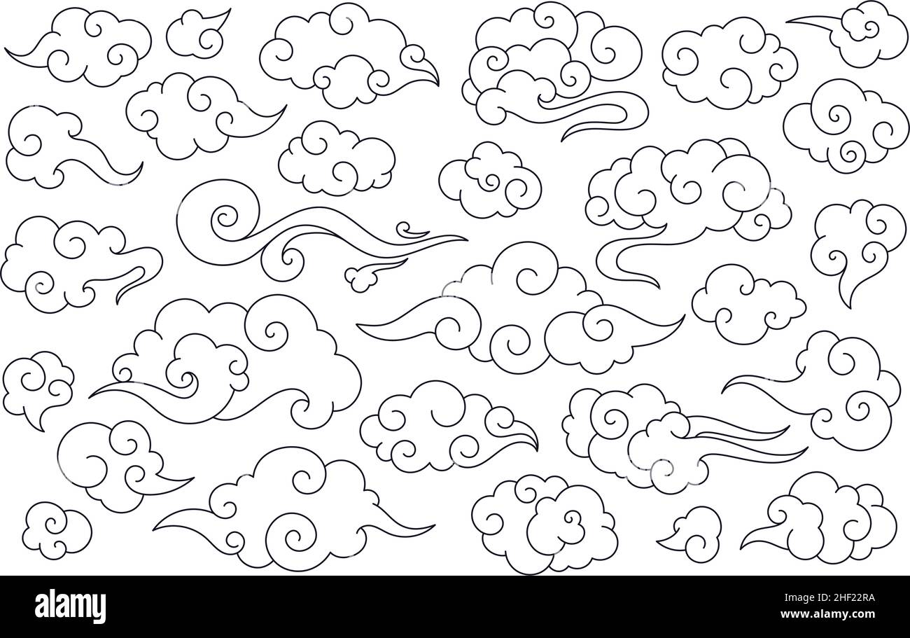 Traditionelle chinesische Wolken, asiatische orientalische Wolke ...