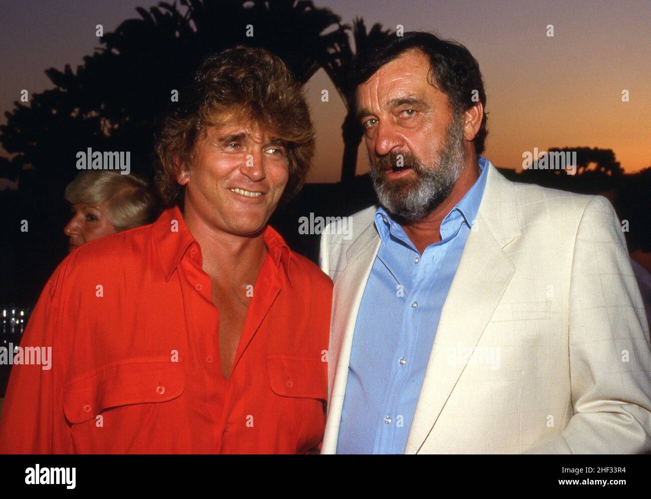 Victor French mit Michael Landon um die 1980er Jahre. Quelle: Ralph Dominguez/MediaPunch ...