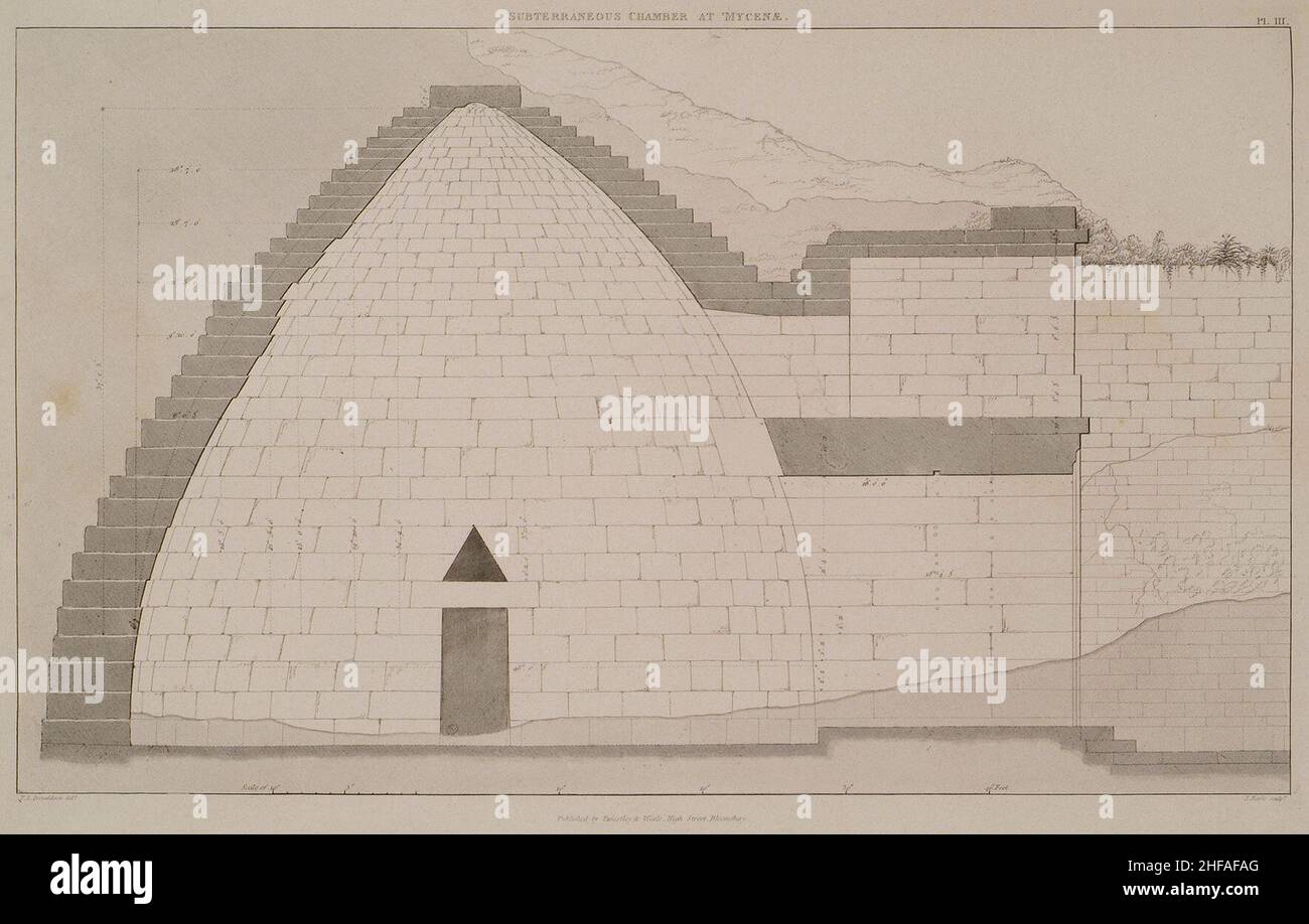 Abschnitt der unterirdischen Kammer in Mycenae - Cockerell Charles ...