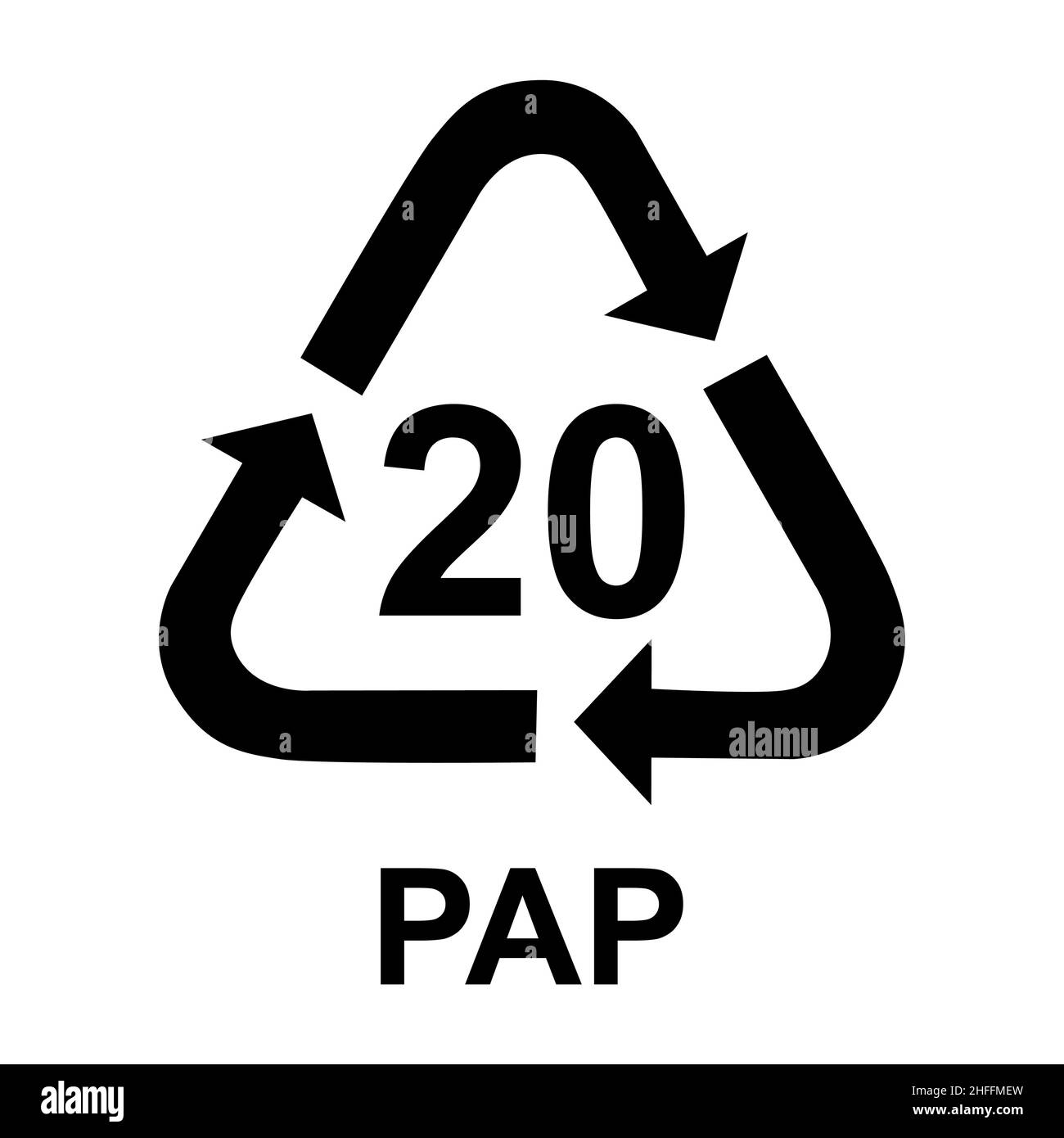 Papiersymbol, ökologisches Recycling-Zeichen isoliert auf weißem ...