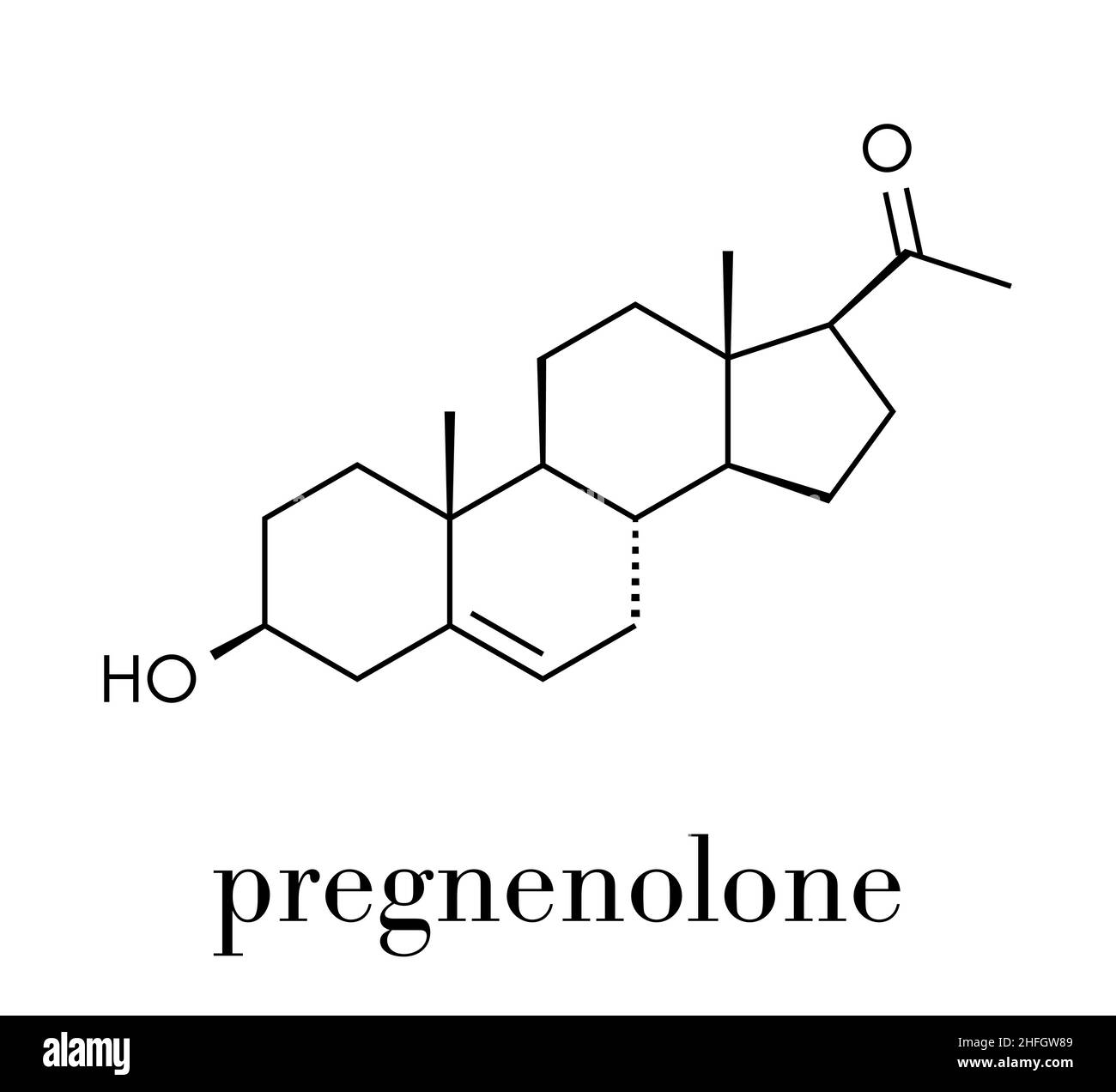 Pregnenolon neurosteroid und Prohormon Molekül, chemische Struktur ...