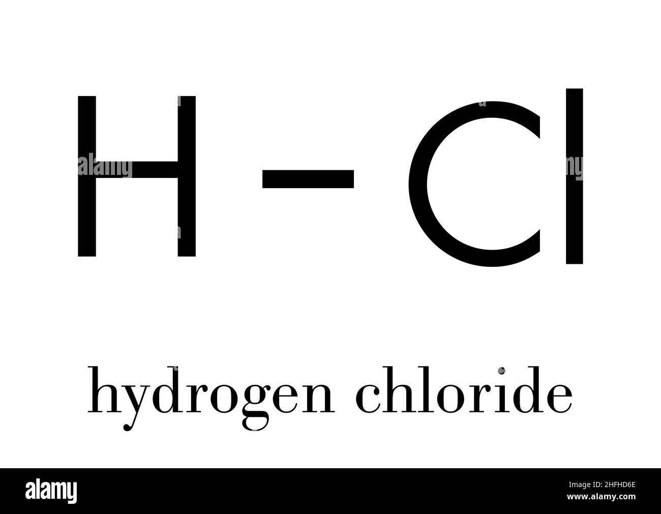 Chlorwasserstoff (HCl) Molekül, chemische Struktur. Stark korrosiven ...