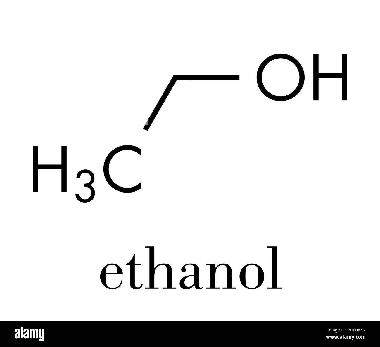 Alkohol (Ethanol, Ethylalkohol) Molekül, chemische Struktur ...