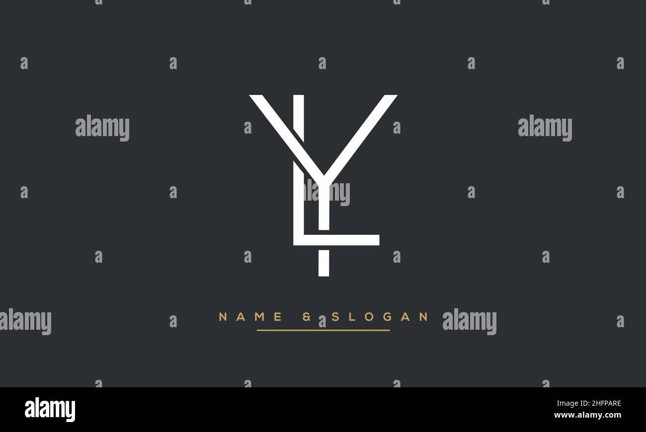 Modernes Design mit abstraktem Buchstaben LY, YL-Logo. Minimaler LY ...