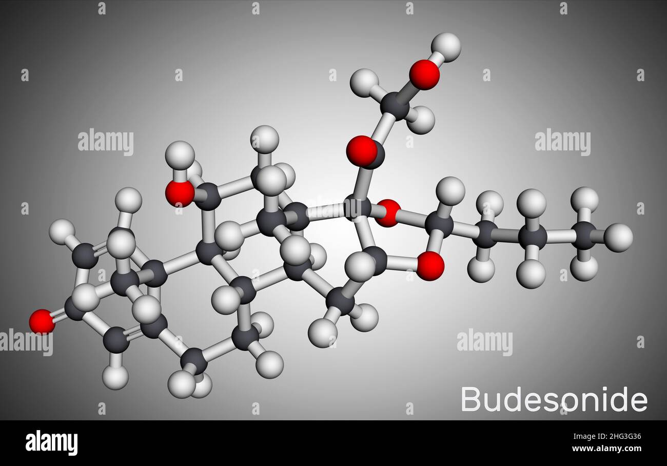 Budesonid, BUD-Molekül. Es ist Kortikosteroid zur Behandlung von Morbus ...