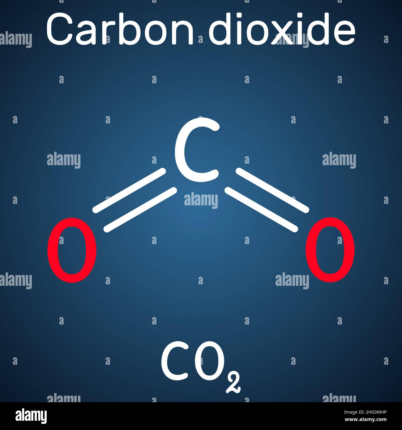Kohlendioxid, CO2 Molekül. Es handelt sich um kohlenstoffarmes Anhydrid ...