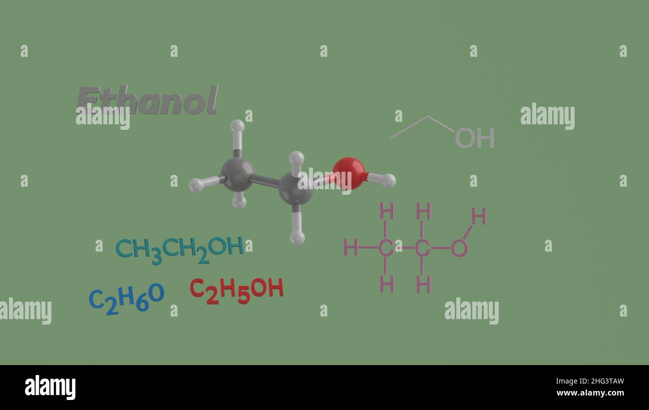Ethanol oder Ethyl Alkohol Trinken Getränke Alkohol chemische Molekül ...