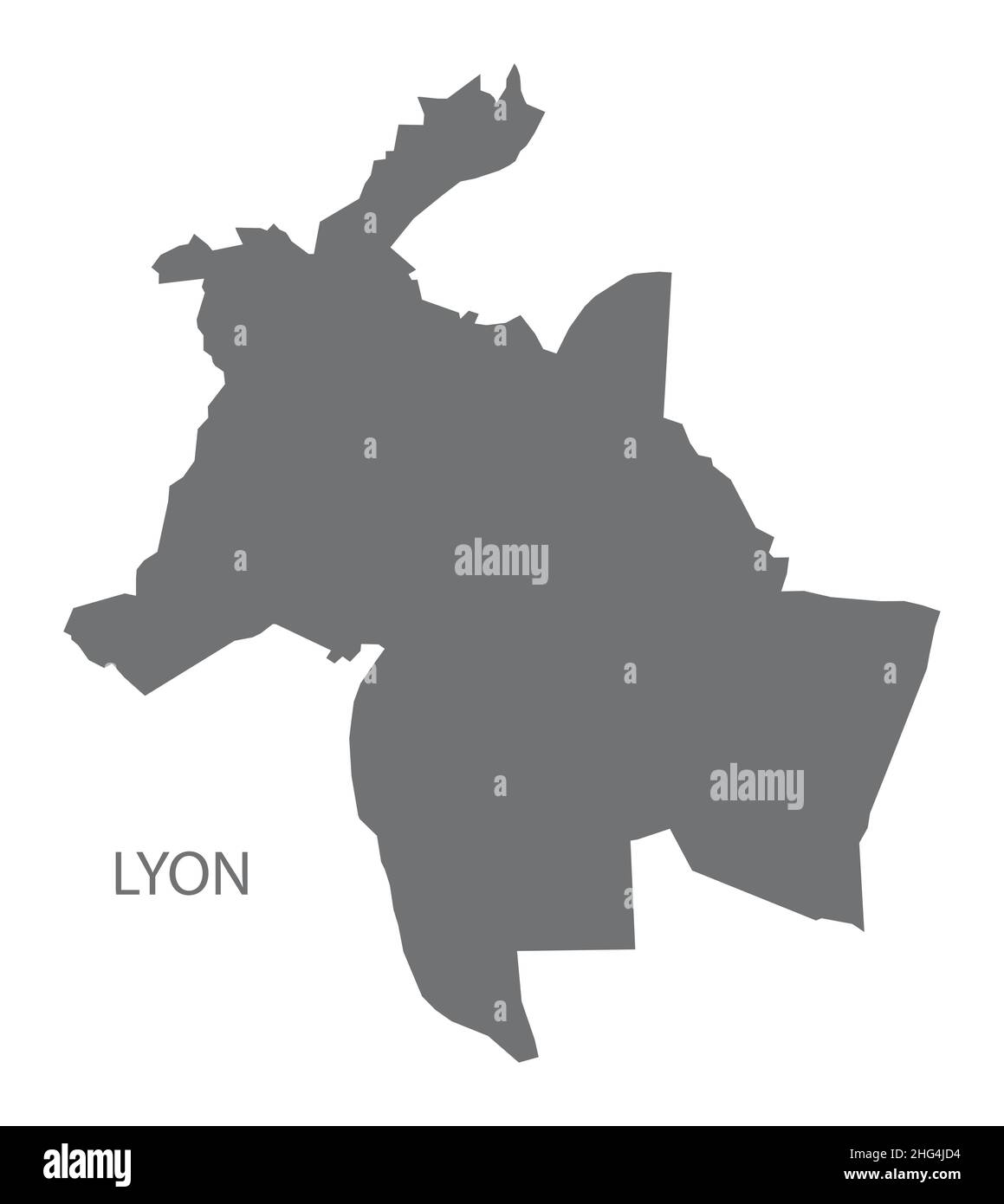 Lyon Stadtplan grau Illustration Silhouette Form Stock-Vektorgrafik - Alamy
