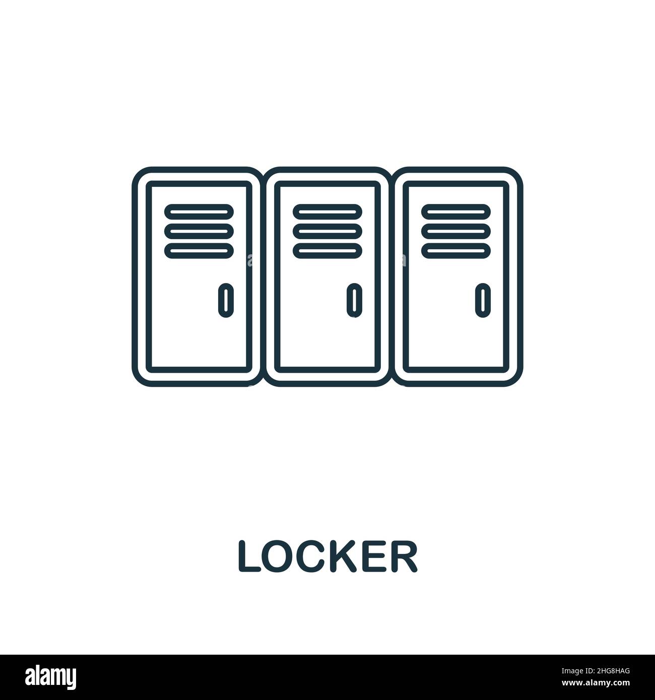 Schließfachsymbol. Line Element aus der Gym Kollektion. Linear locker ...