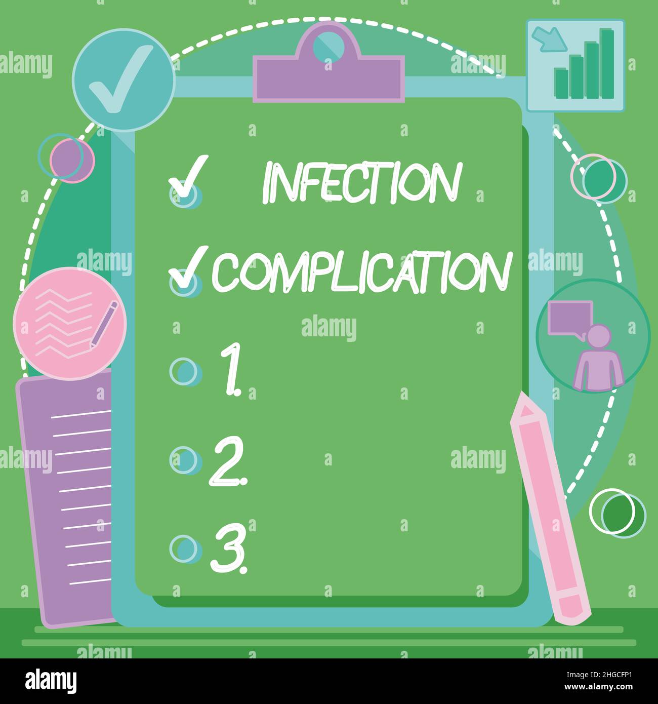 Handschrift Text Infektion Komplikation. Geschäftsidee unerwünschte ...