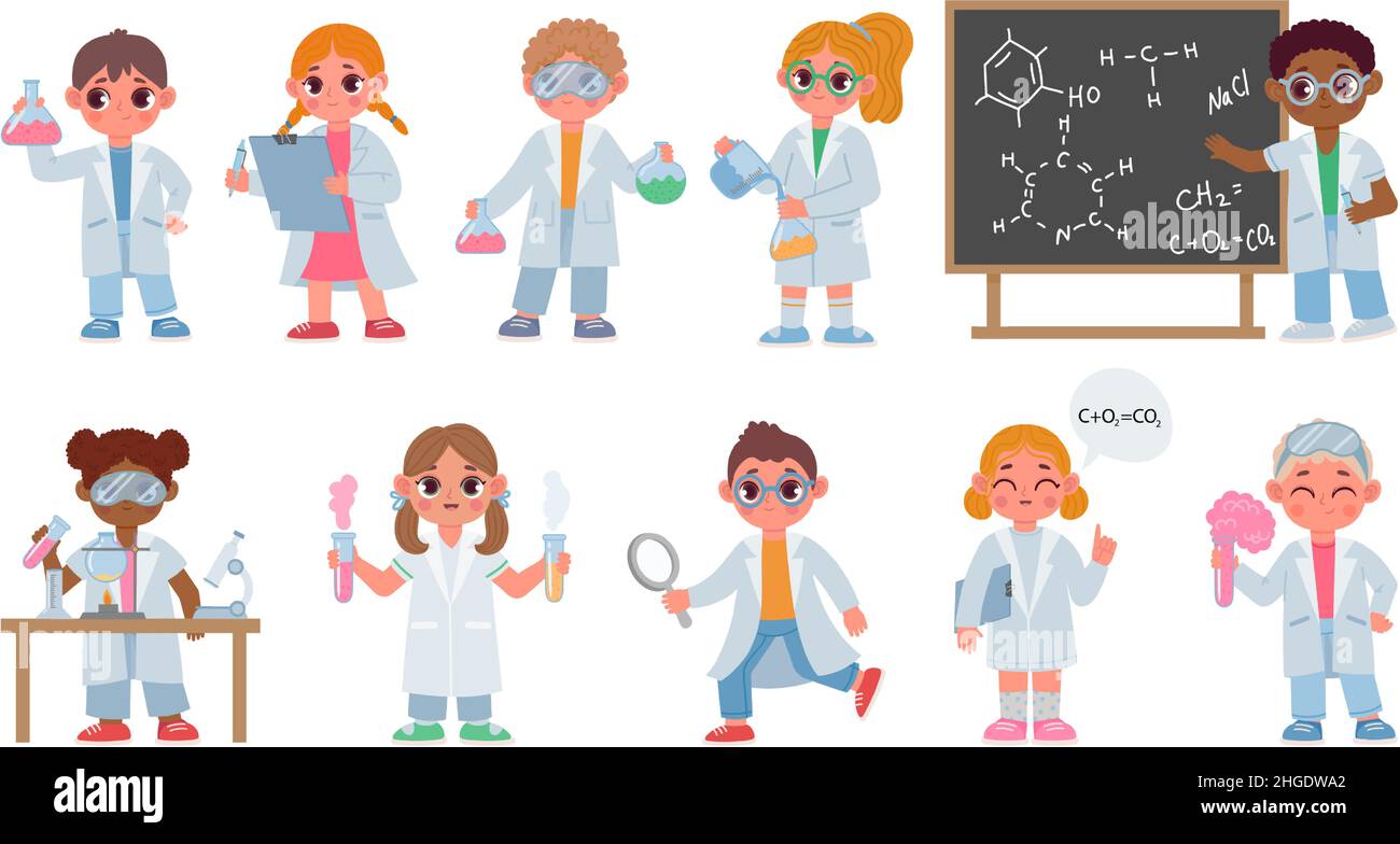 Cartoon science experiment children Stock-Vektorgrafiken kaufen - Alamy