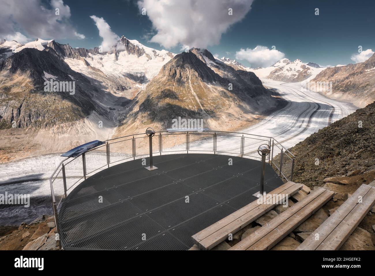 Aletschgletscher in den Berner Alpen, Kanton Wallis, Schweiz ...