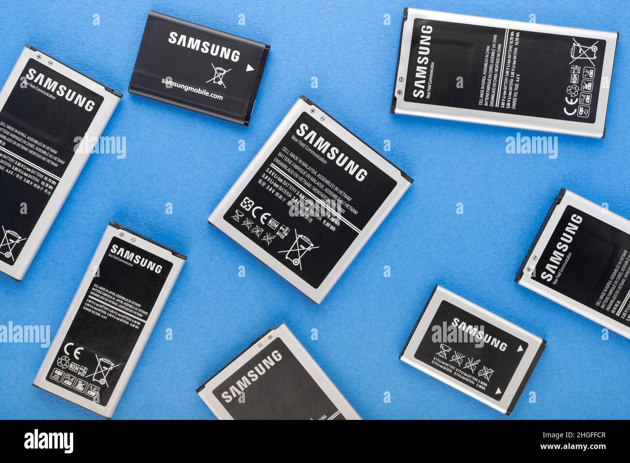 Prag, CZ - 20. Januar 2022: Gebrauchte Samsung Batterien in ...