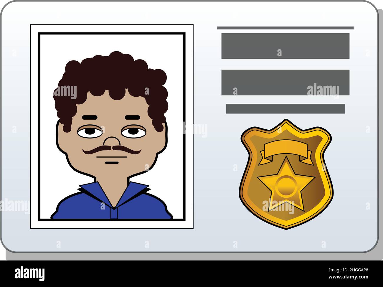 Cartoon-Vektor mit Polizei-ID-Symbol. Detektivkarte. Identifikation des ...