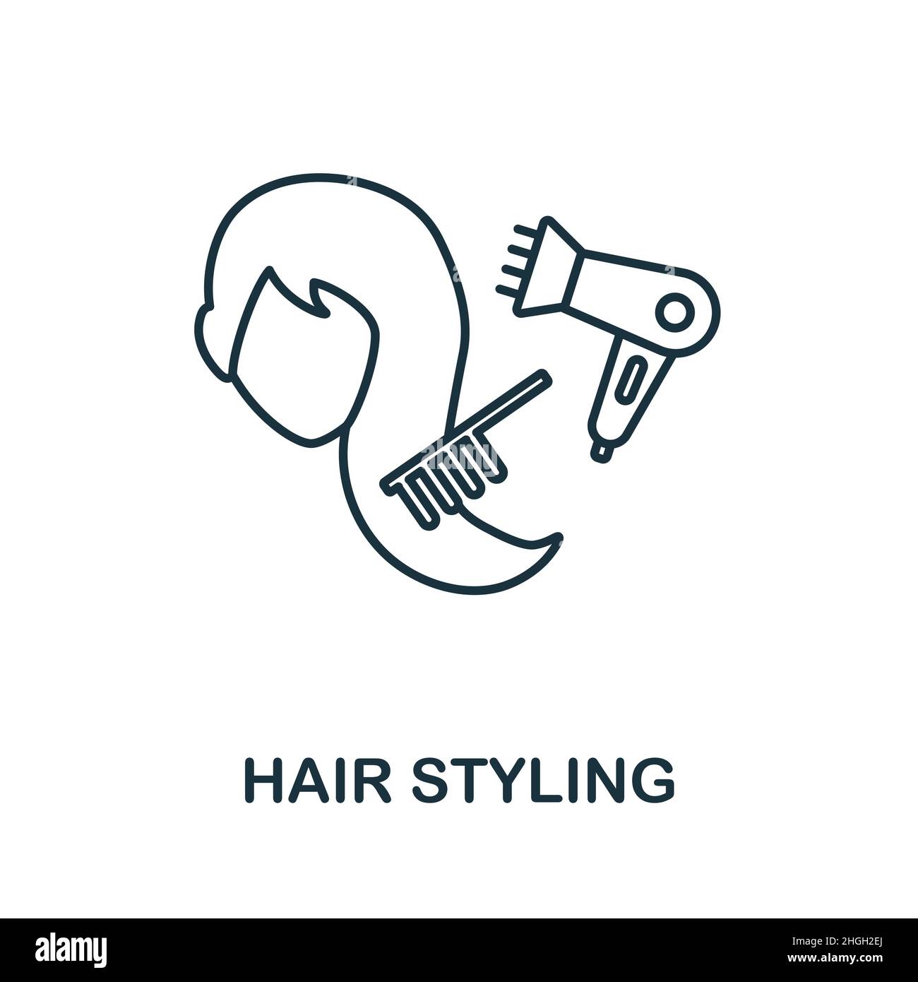 Haarstyling-Symbol. Line-Element aus Friseur-Sammlung. Linear Hair ...