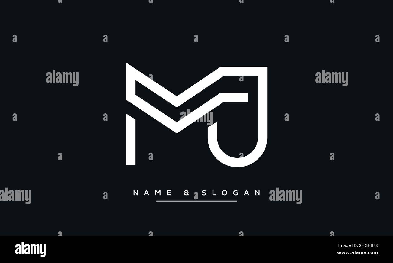 Modernes Design mit abstraktem Buchstaben, MJ, JM-Logo. Minimaler Symbolvektor auf Basis von MJ ...