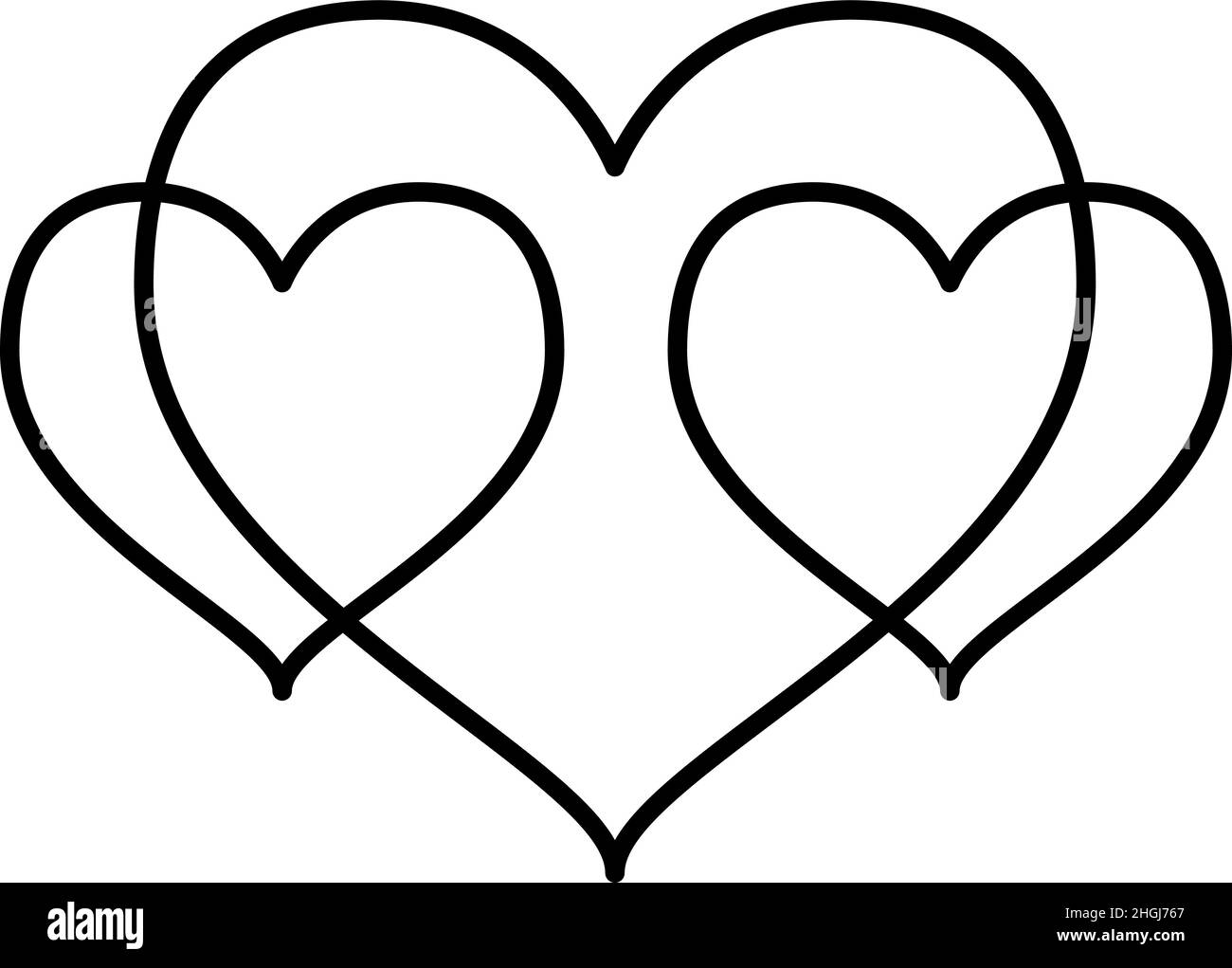 Drei Herzen Umriss Symbol Vektor Stock-Vektorgrafik - Alamy