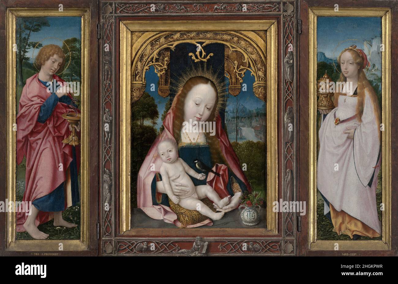 Triptychon mit der Jungfrau und dem Kind, Johannes dem Evangelisten und Maria Magdalena - 1520 ...