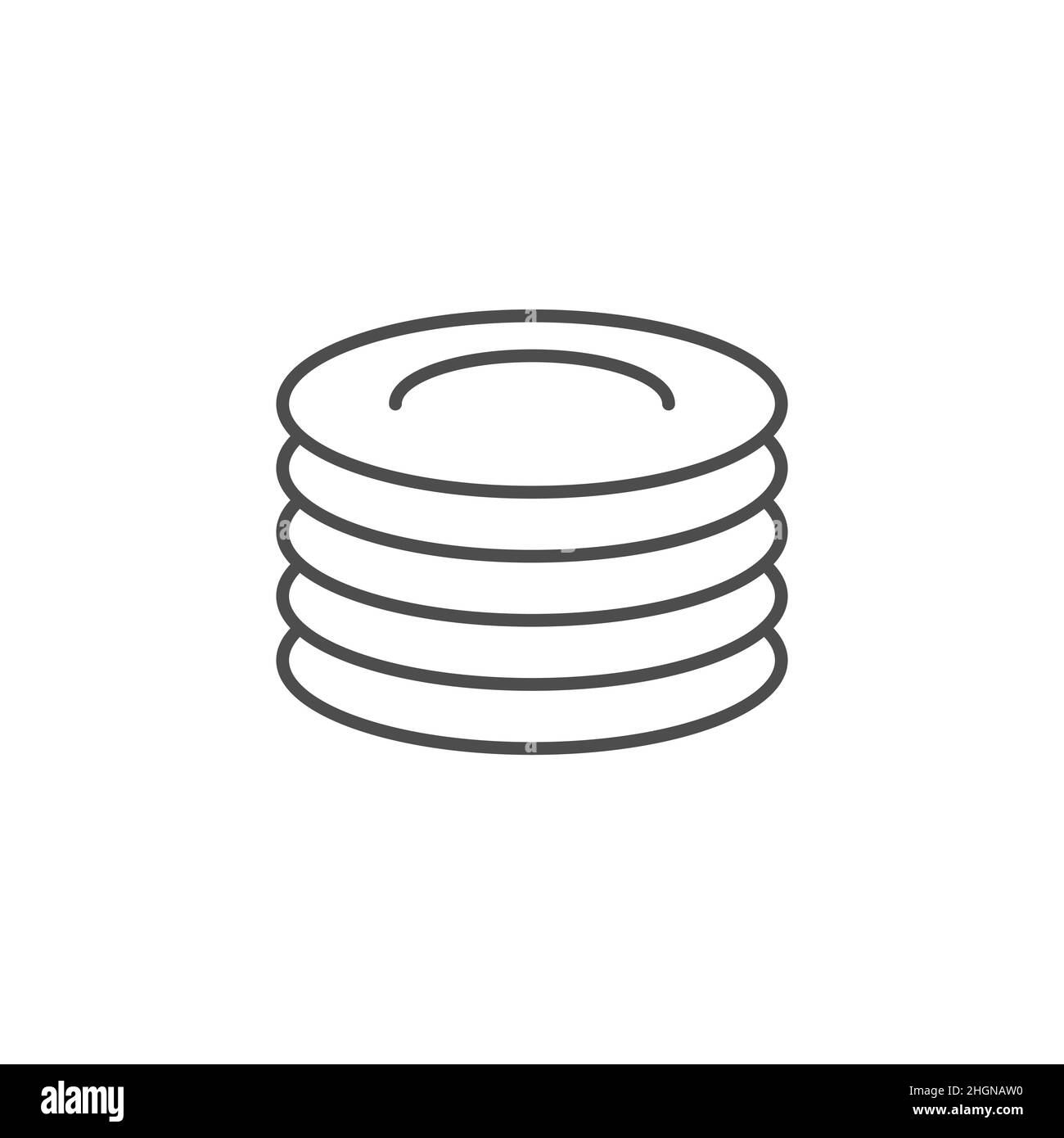 Teller, Teller-Liniensymbol, Umriss und gefülltes Vektorzeichen ...