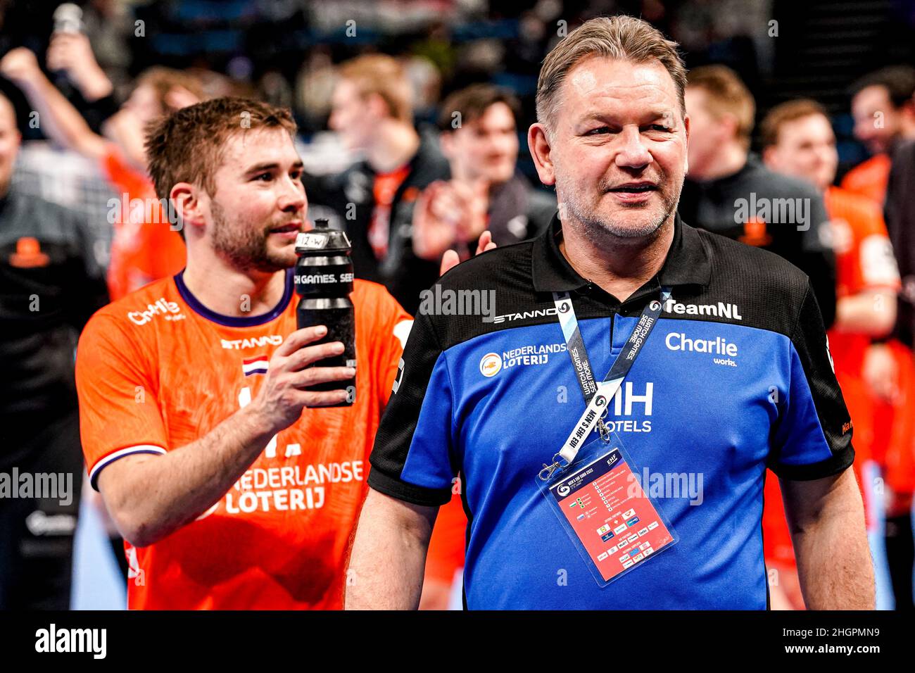 BUDAPEST, UNGARN - 22. JANUAR: Luc Steins aus den Niederlanden, Coach ...