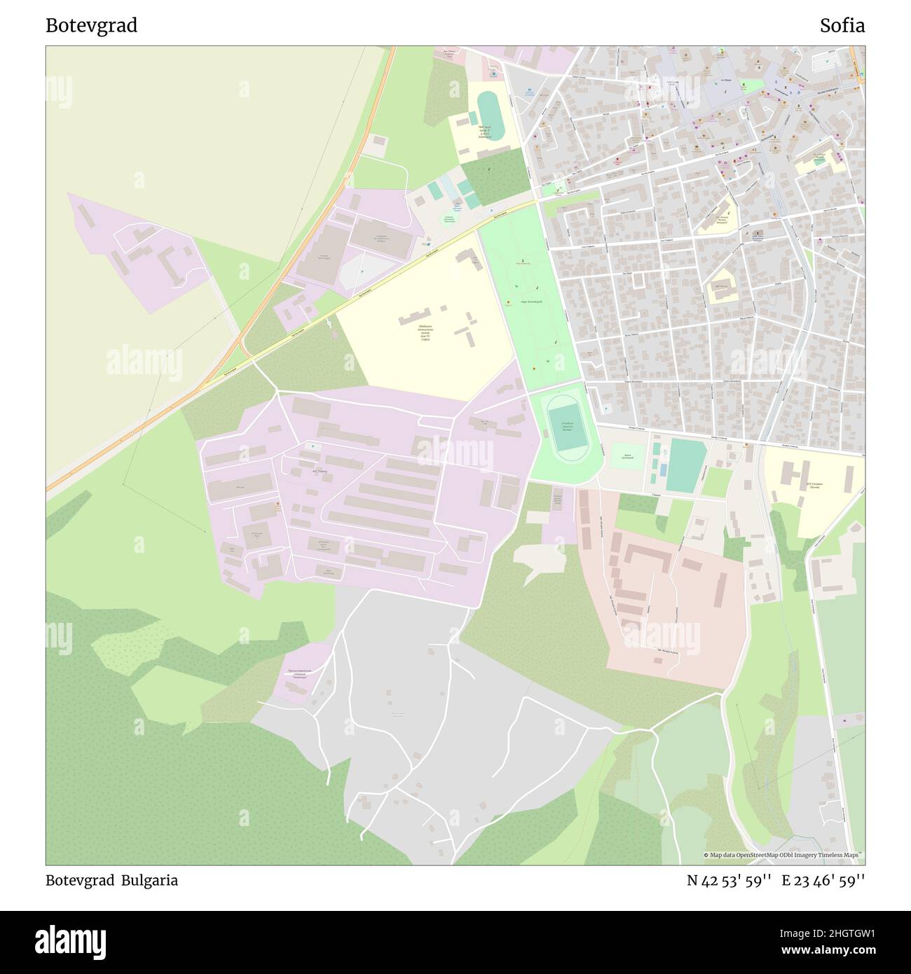 Botevgrad, Botevgrad, Bulgarien, Sofia, N 42 53' 59'', E 23 46' 59'', map, Timeless Map ...