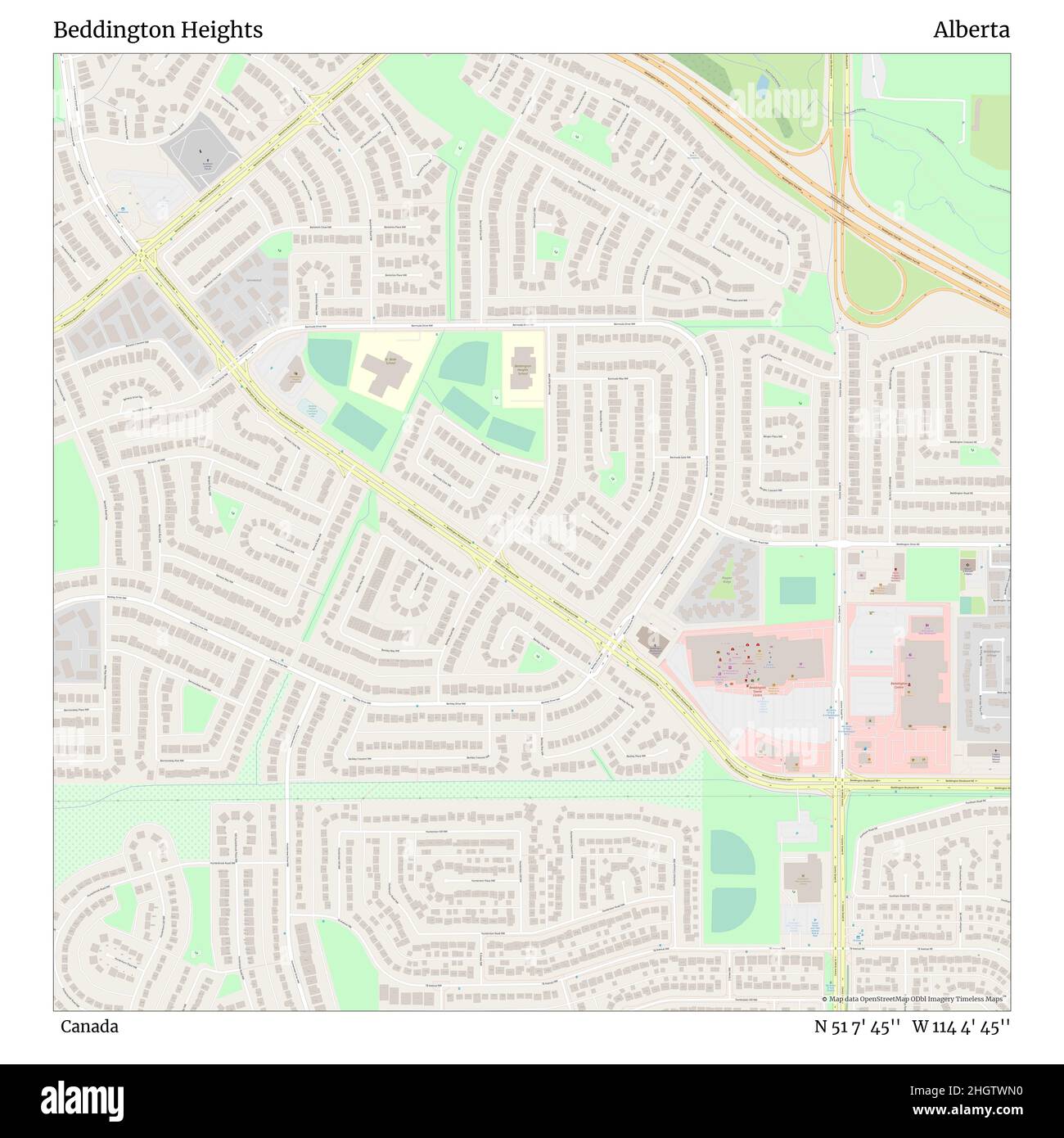Beddington Heights, Canada, Alberta, N 51 7' 45'', W 114 4' 45'', map ...