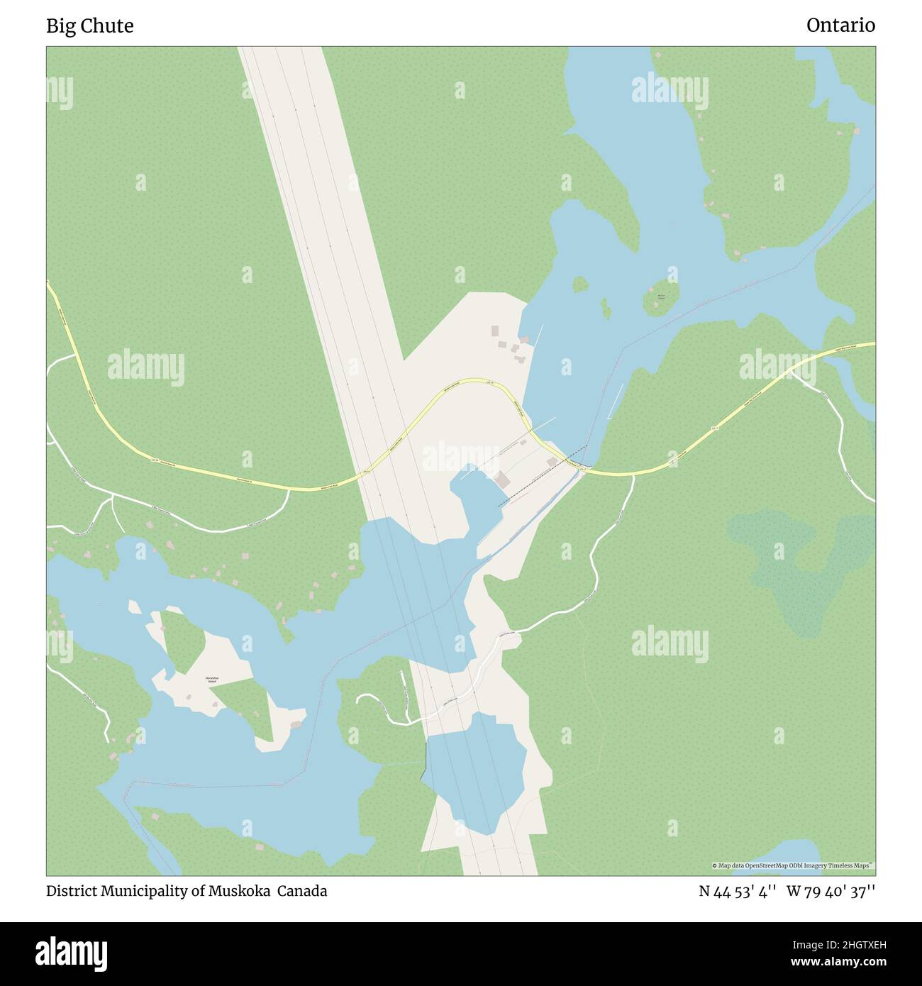 Big Chute, District Municipality of Muskoka, Kanada, Ontario, N 44 53 ...