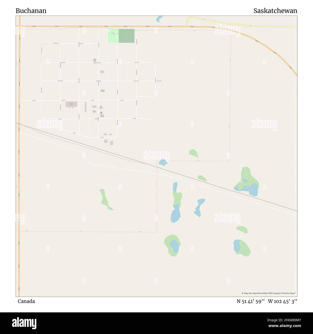 Buchanan, Kanada, Saskatchewan, N 51 41' 59'', W 102 45' 3'', map ...